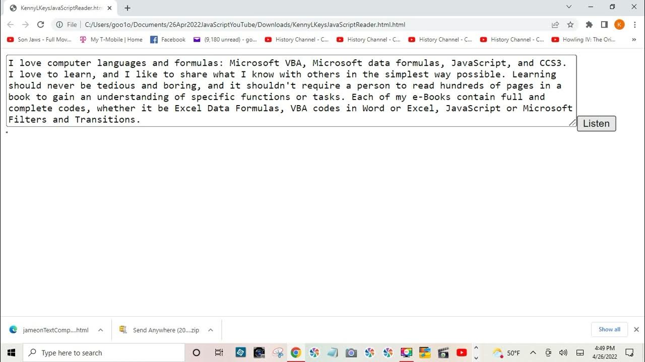 JavaScript Text-to-Speech Reader That I Wrote to Allow Me to Do Other ...