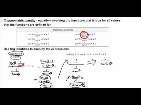 Alg2 Sem 2 Unit 7 Lesson 3 Trig Identities -Two Basic Examples - YouTube