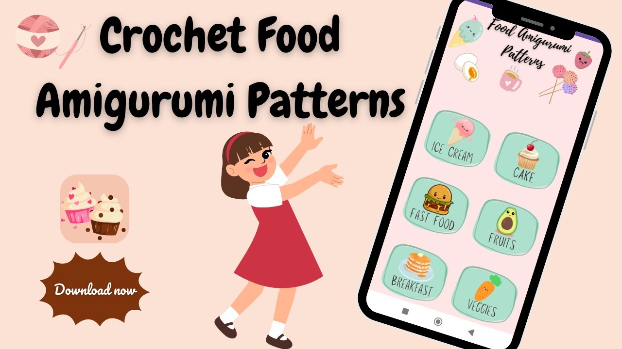 Cute Crochet Food Amigurumi Patterns App | Easy and Quick Projects for ...