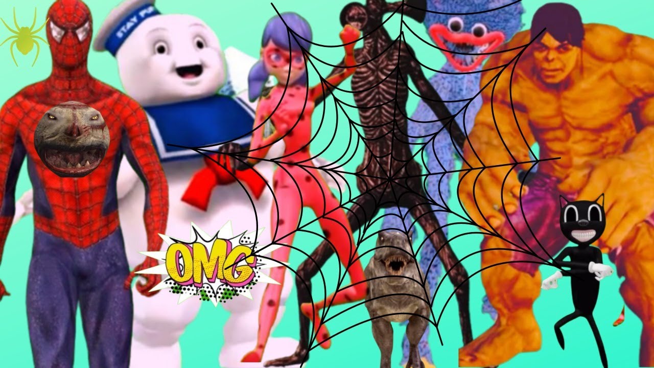 Dinosaur Hyggy Wuggy Spider Man Siren Head Green Hulk Cat Ladybug ...