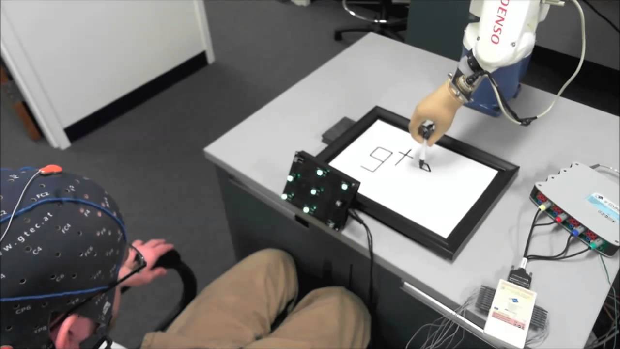 SSVEP BCI control of a prosthetic hand / robotic manipulator arm. - YouTube