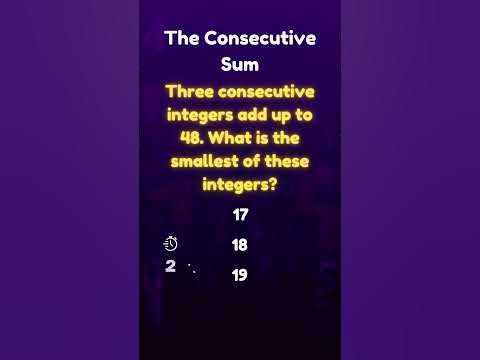 Math Riddles | The consecutive sum exercise 1 #maths #mathriddles #riddles - YouTube