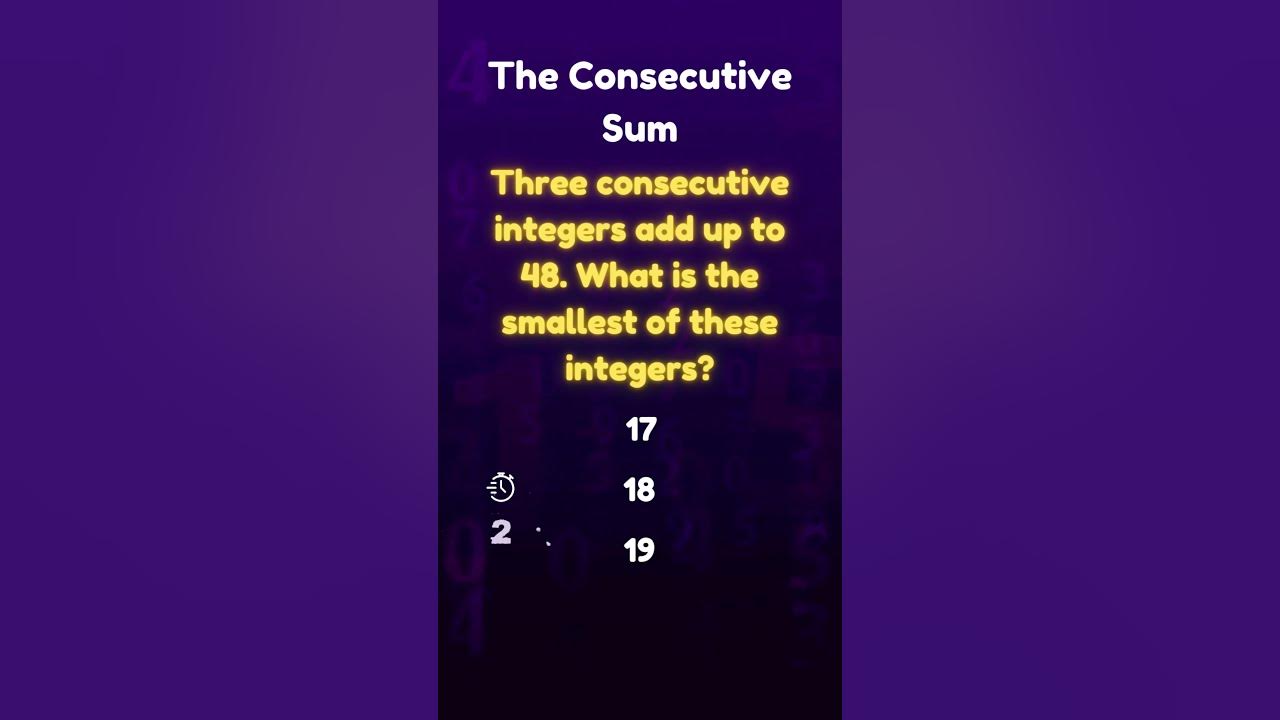 Math Riddles | The consecutive sum exercise 1 #maths #mathriddles #riddles - YouTube