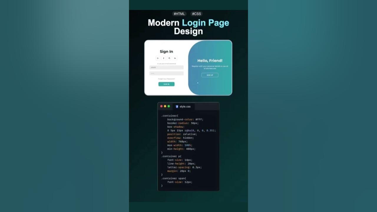 🔥Modern Login Page Design Using HTML & CSS3 | Clean & Stylish UI Tutorial 💻"||#shorts # ...