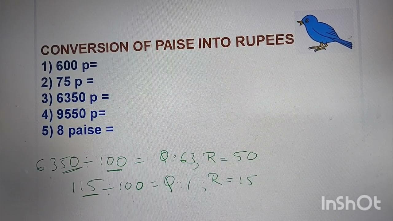 Class 3- Money-Part-3( Conversion of paise to rupees and vice-versa ...