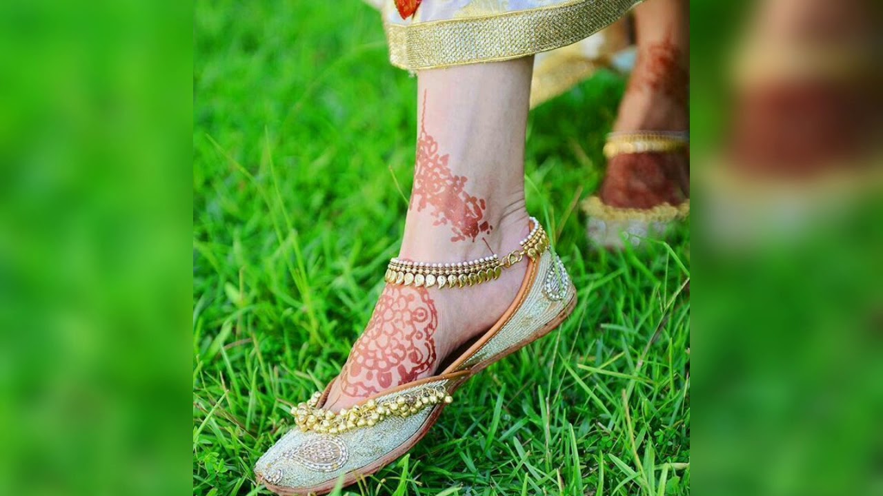 bridal mehndi shoes - YouTube