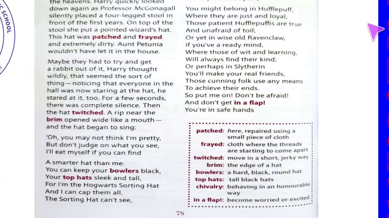 Class 4 English Chapter-7 The Sorting Hat Part-2 - YouTube