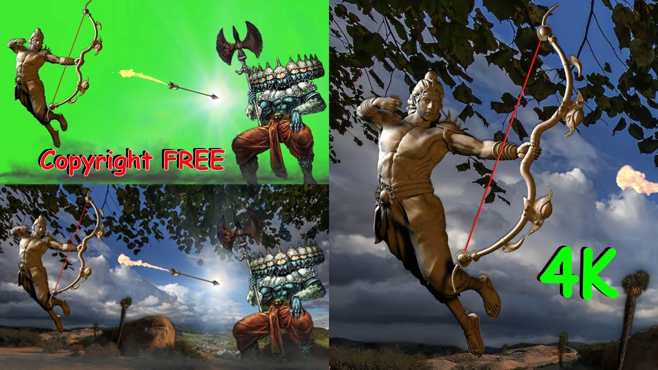 Sri RAM & Ravan Yudh Green Screen | Lord Ram Animated Video Background ...
