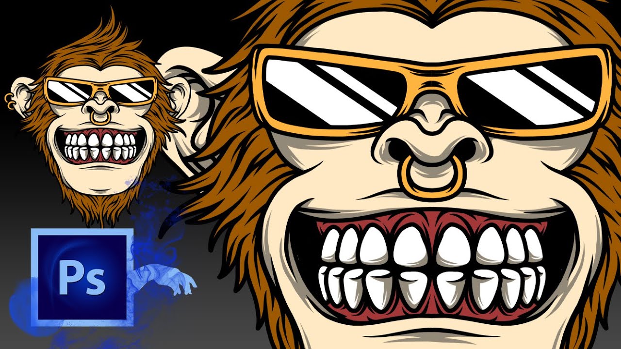 Gangster monkey illustration process - YouTube