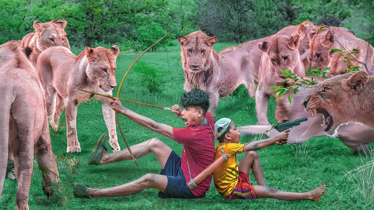 Lion Attack Man in Forest | Lion Attack Hunter | Lion Attack Fun Made ...