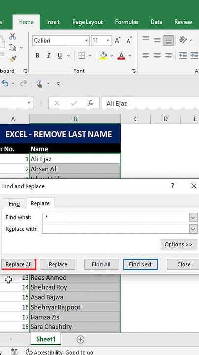 Remove Last Name Quickly #shorts #excel excel #exceltutorial #msexcel #youtubeshorts #viral ...