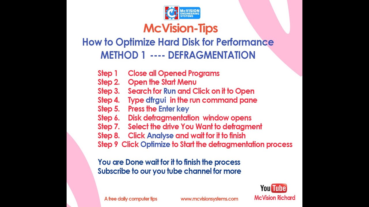 How to Optimize Hard Disk for Performance METHOD 1 ---- DEFRAGMENTATION ...