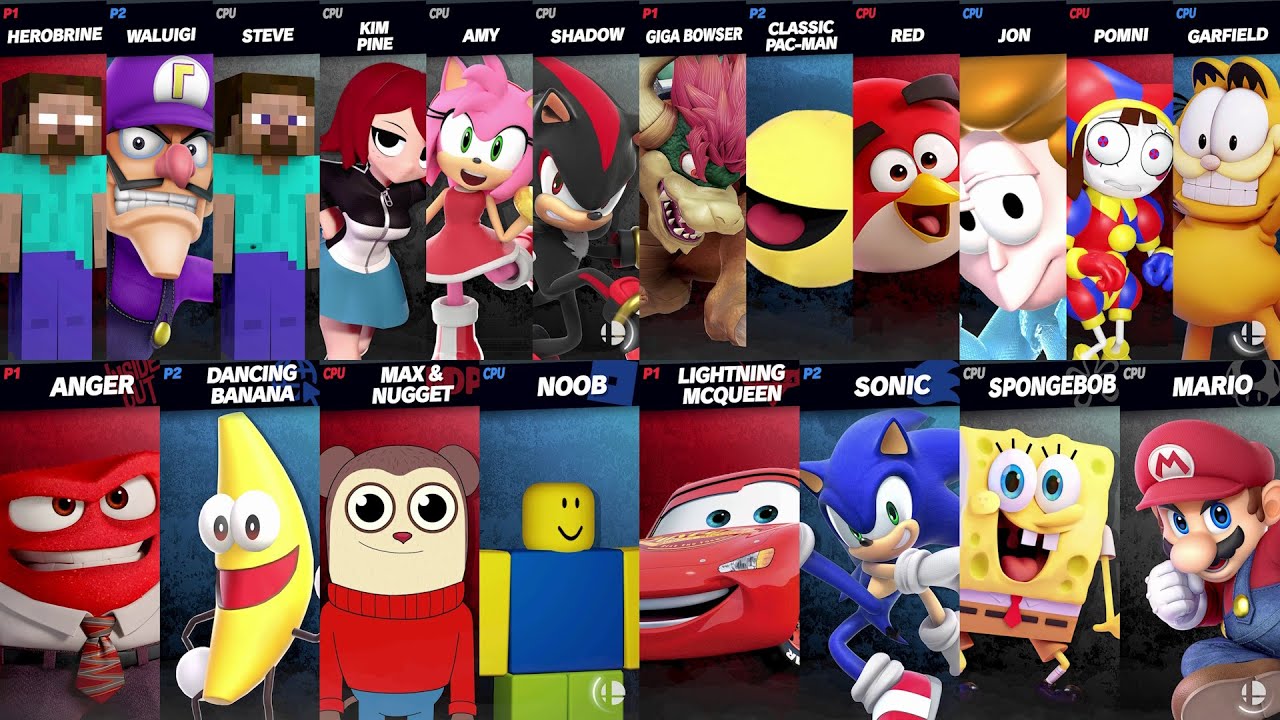 Sonic vs Mario vs Spongebob vs Mcqueen | Steve vs Herobrine vs Shadow ...