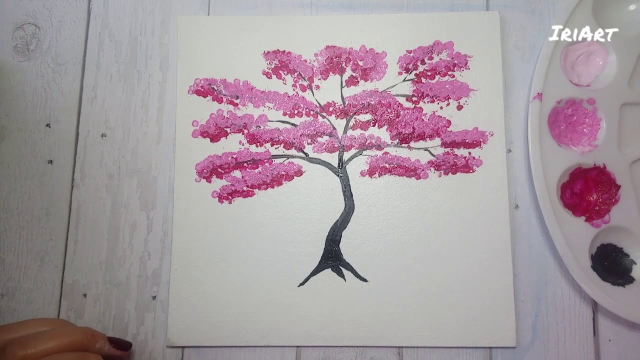 Easy Acrylic Painting for Beginners| Cherry Blossom Tree | Relaxing ...