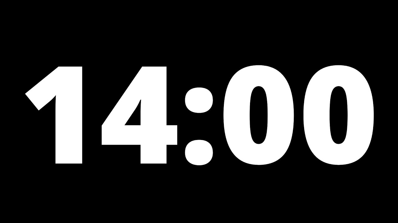 14 Minute Countdown Timer With Alarm (Black Background, No Music, No ...