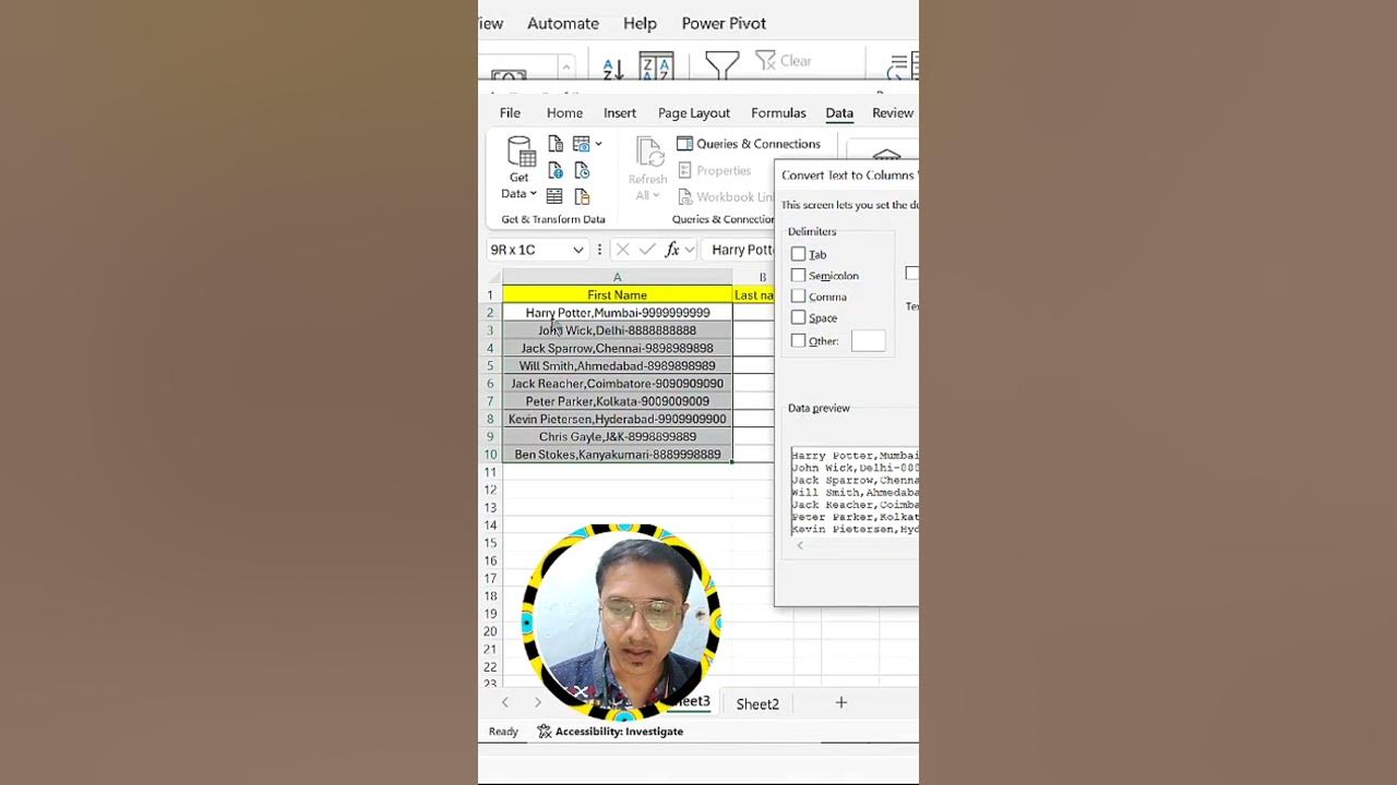 How To Split Data In Excel Using Text To Columns Exceltips Texttocolumns Trending