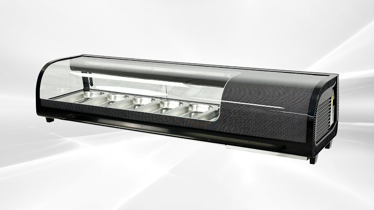 Refrigerated Curved Glass Stainless Steel Sushi Display Case RTS 62 ...