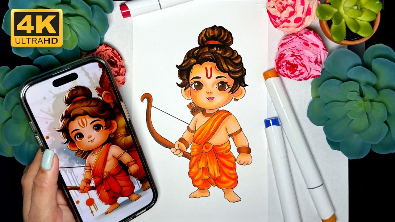 Ram Navami Cute Drawing 😍| Ramlala (रामलला) Bal Roop Drawing | Lord ...