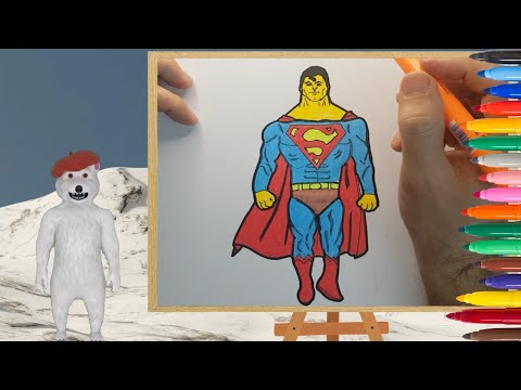How to draw superman picture? For kids. Easy drawing. Süpermen resmi nasıl çizilir? Çocuklar için.