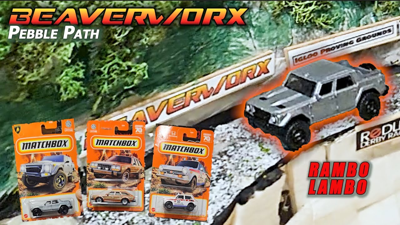 Matchbox Diecast Off-Road Action "The Rambo Lambo" on the Pebble Path # ...