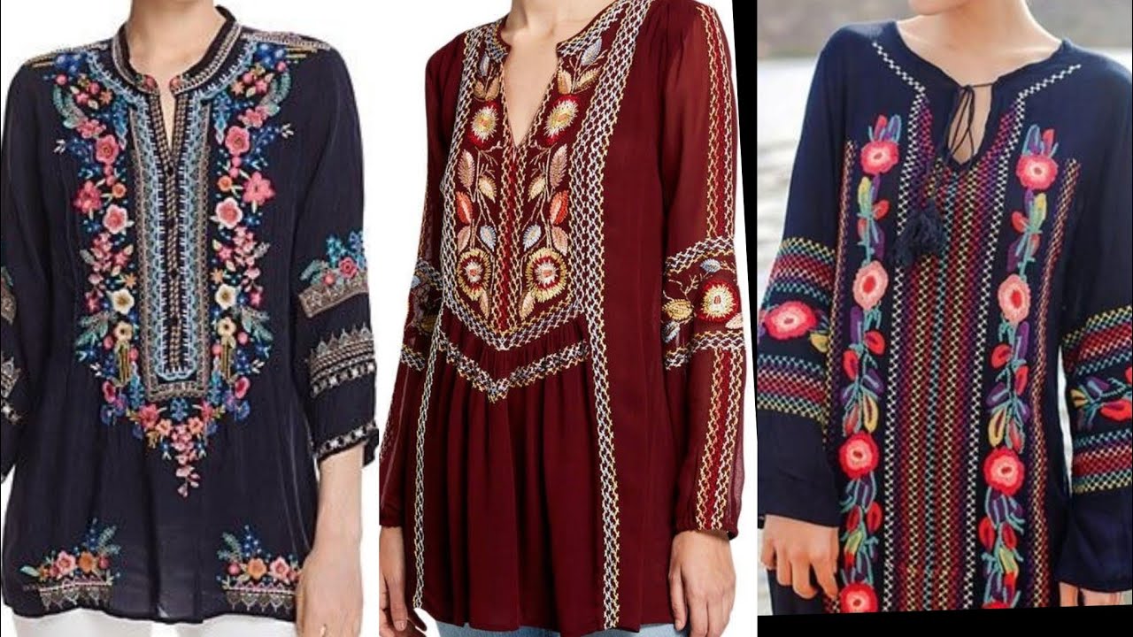 top most beautiful very impressiv and attractive embroidered tunic top ...