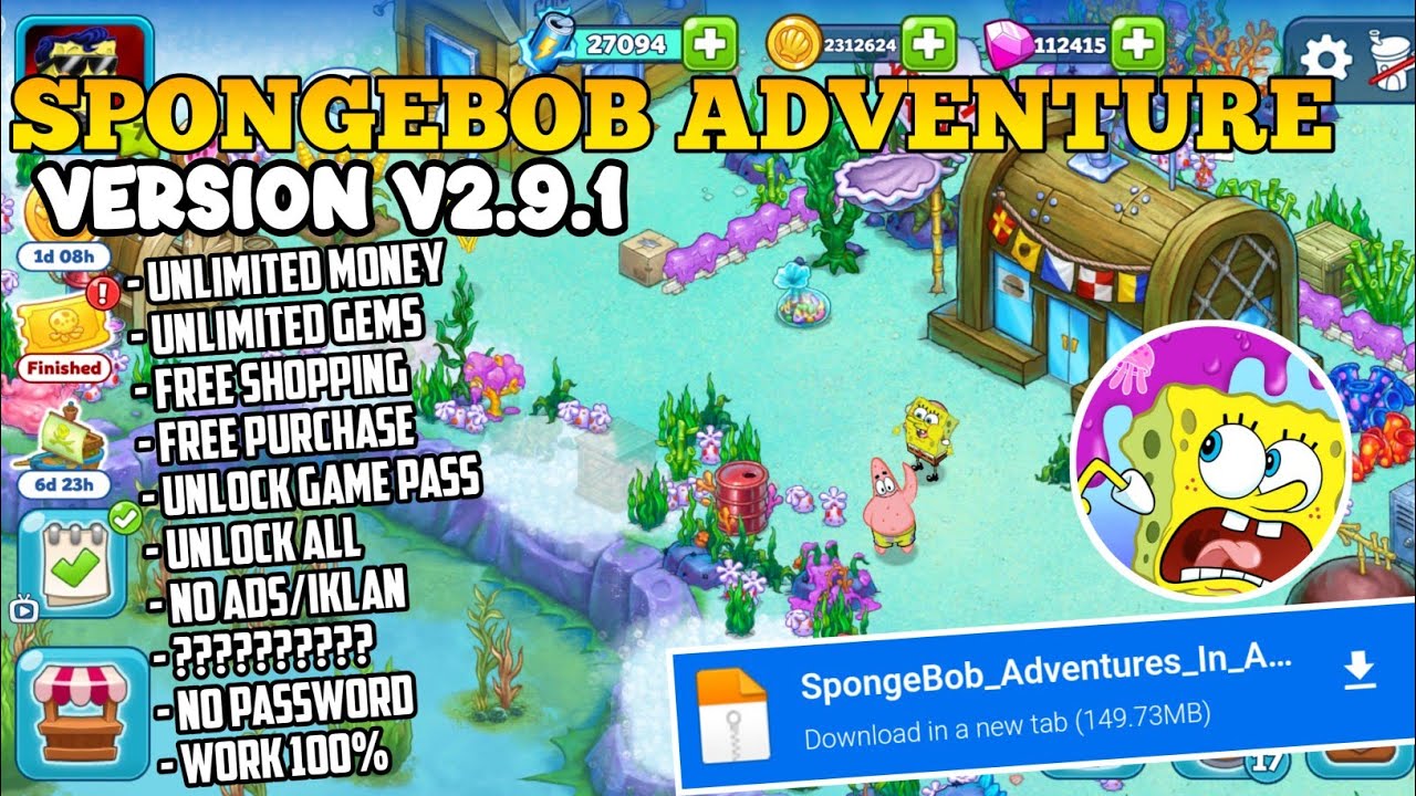 NEW UPDATE!! SPONGEBOB ADVENTURE IN THE A JAM MOD APK V2.9.1 UNLIMITED ...