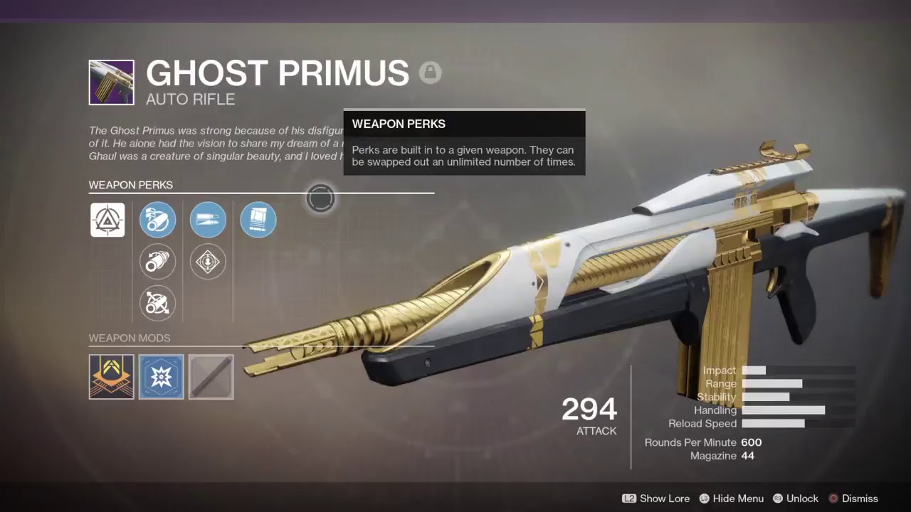 Ghost Primus Lore & Perks - Benedict 99-40 Drop (Raid Auto-Rifle ...