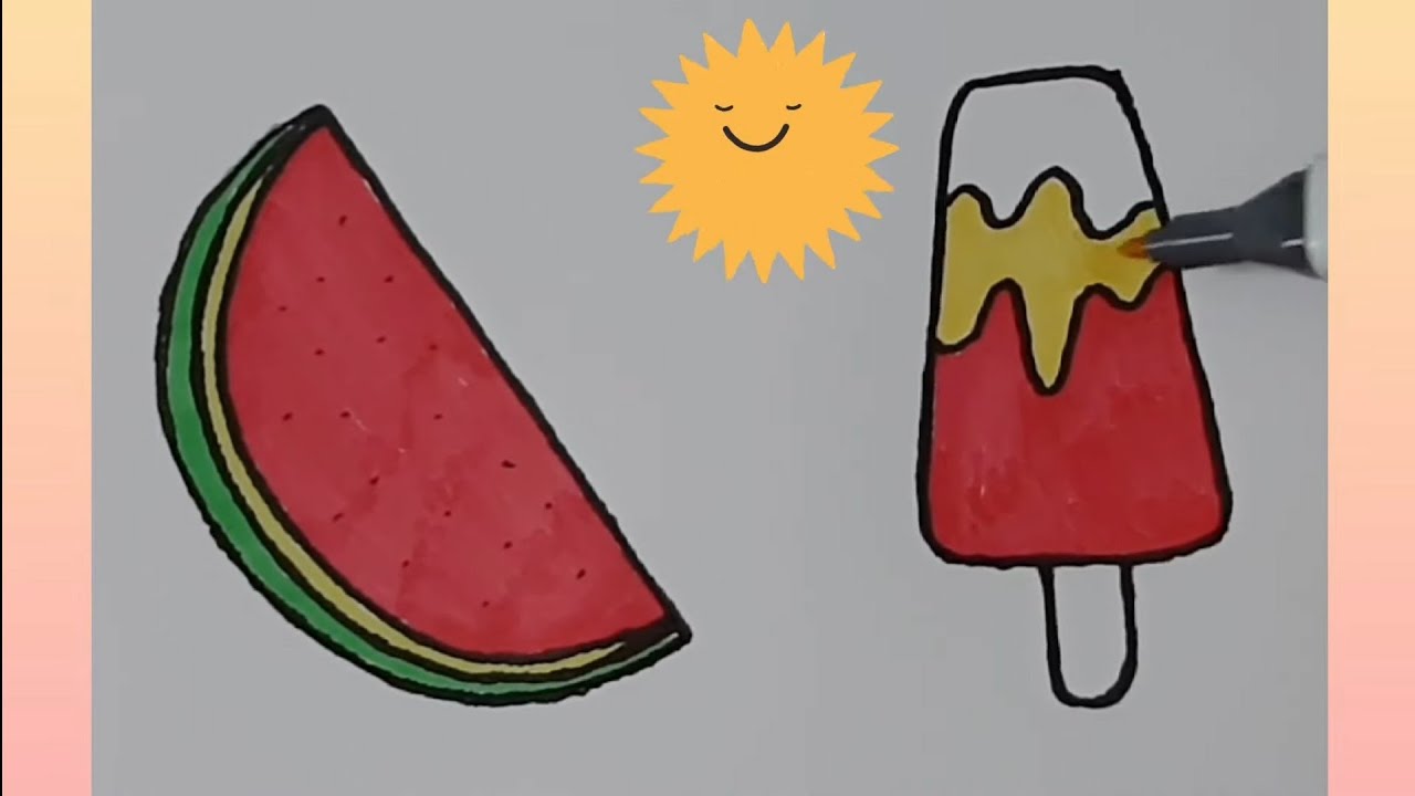 How to Draw Fruit Ice Cream | Drawing, Painting & Coloring | Watermelon ...