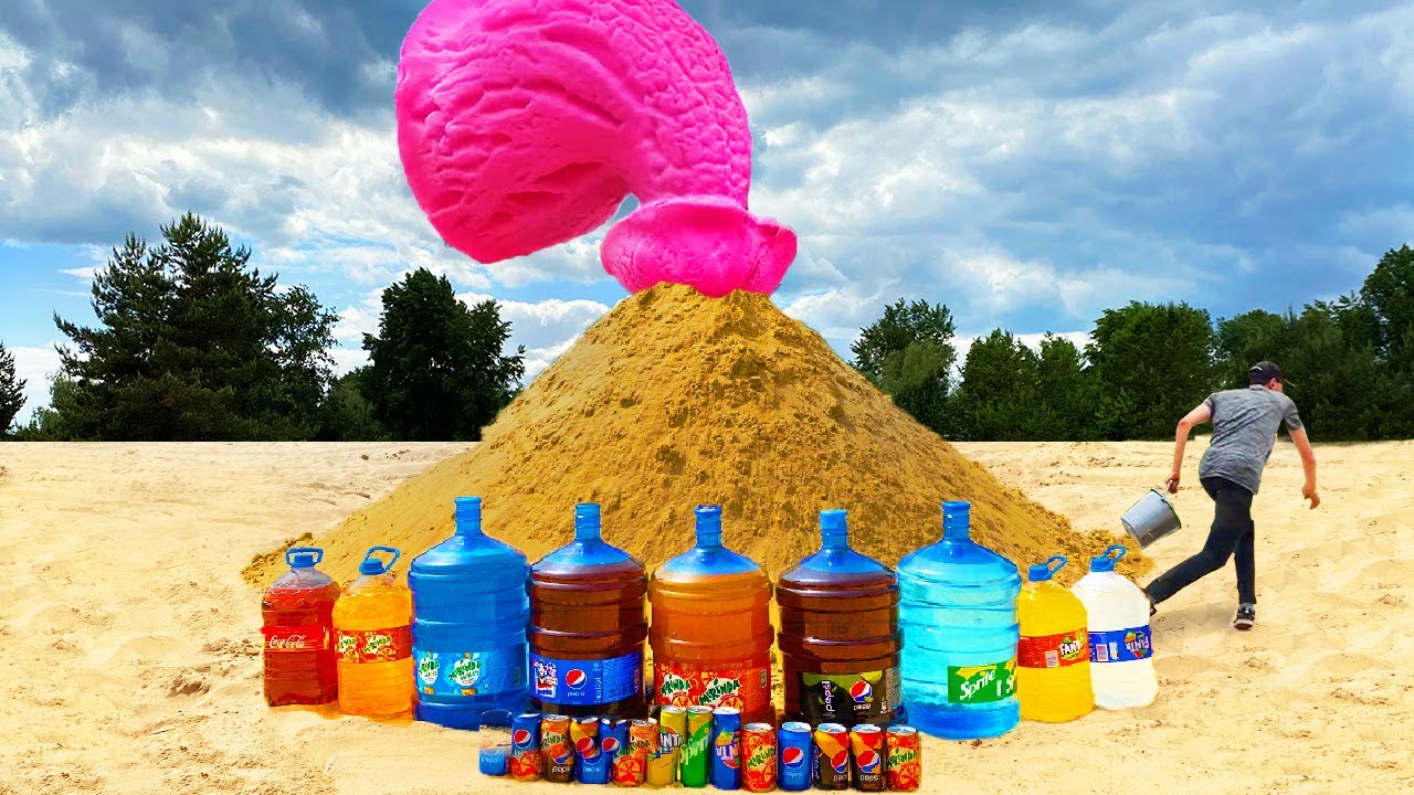 EXPERIMENT: Big Violet Volcano Toothpaste Eruption from Mentos VS Coca ...