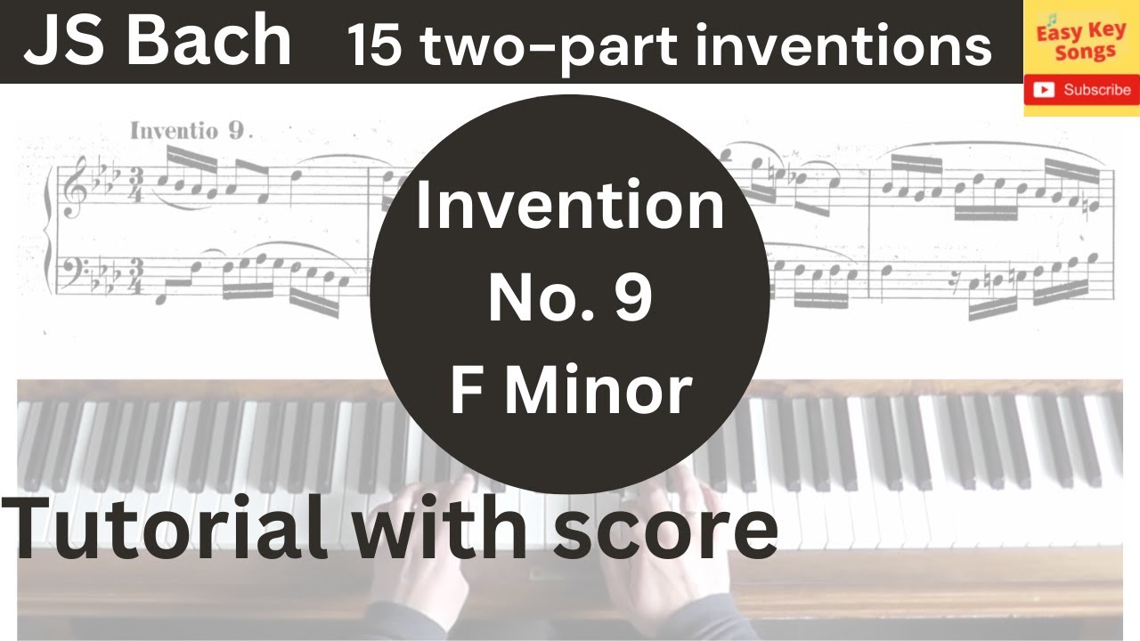 JS Bach 2-part invention No9 in F Major, BWV 780. Visual Piano Tutorial ...