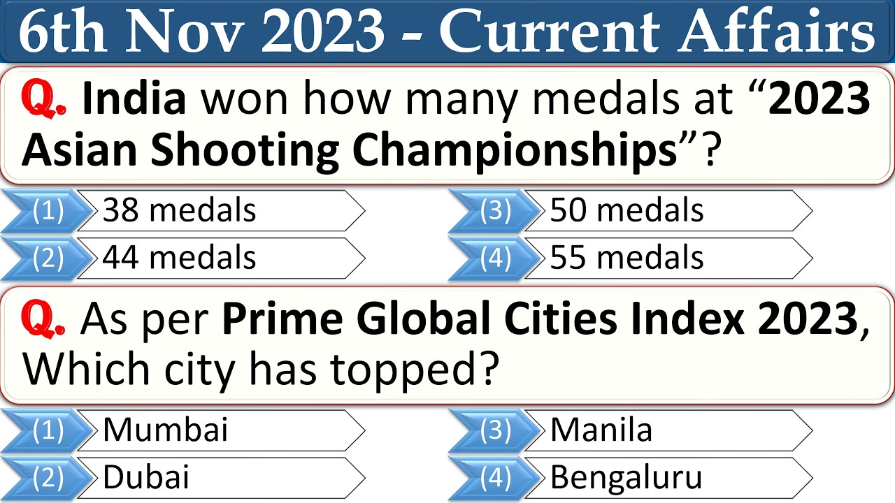 6th November 2023 || Top 12 Current Affairs MCQ with Explanation in ...