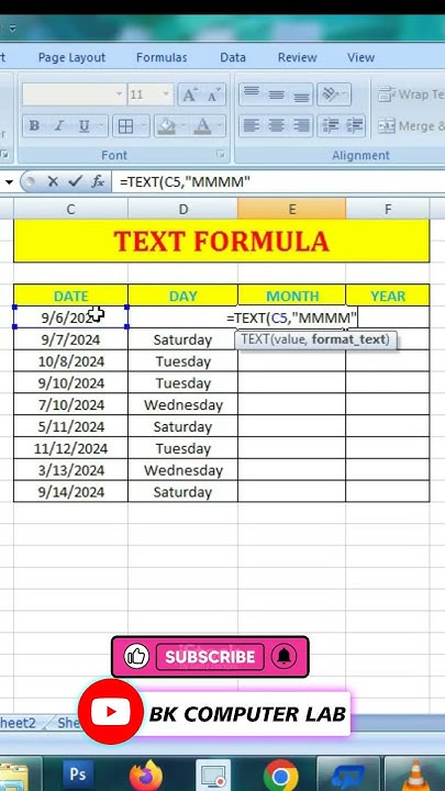 Text Formula in Ms Excel//How to Use Text Formula in Excel//@BKCOMPUTERLAB #shorts - YouTube