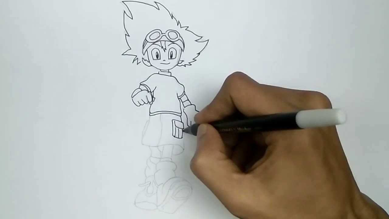 How to Draw a TAI KAMIYA DIGIMON Step by Step - YouTube