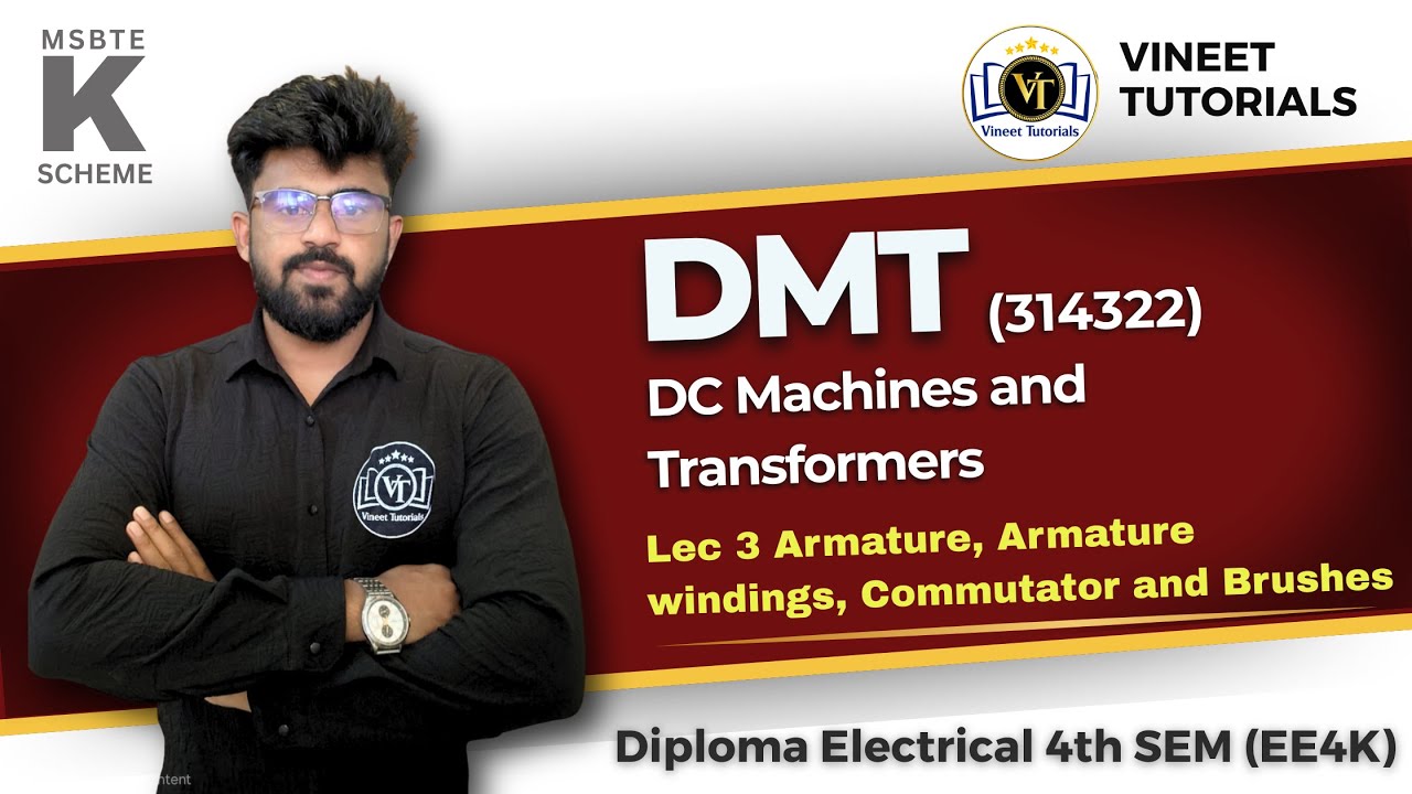 DMT Unit 1. Lec-3 Armature, Armature windings, Commutator and Brushes ...