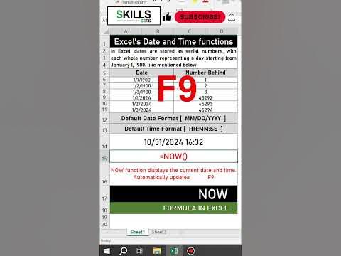 Excel - NOW Formula - Excel Date and Time functions #excelformula #exceltips #excel #exceltricks ...