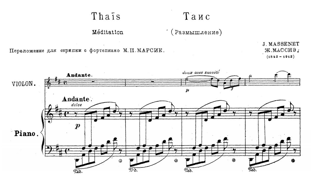 Jules Massenet - Meditation from Thais for Violin and Piano - YouTube