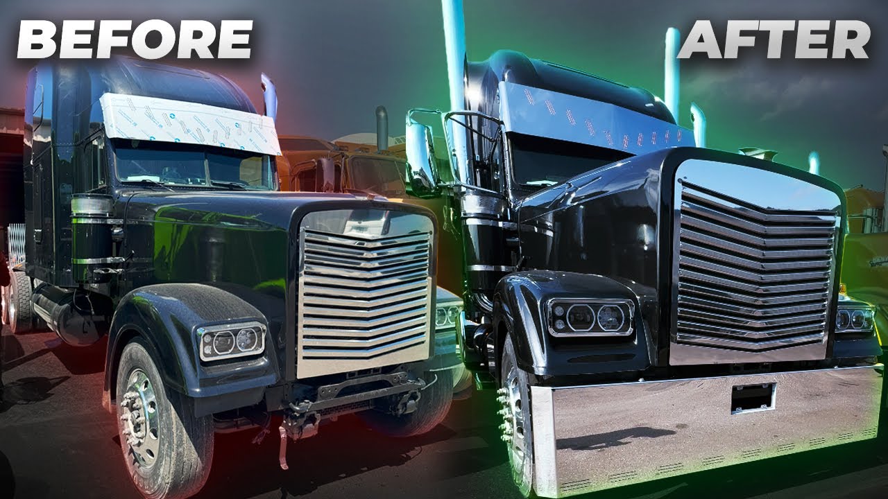 Custom Freightliner Classic XL Build | Visor, Bumper, Interior, Stacks ...