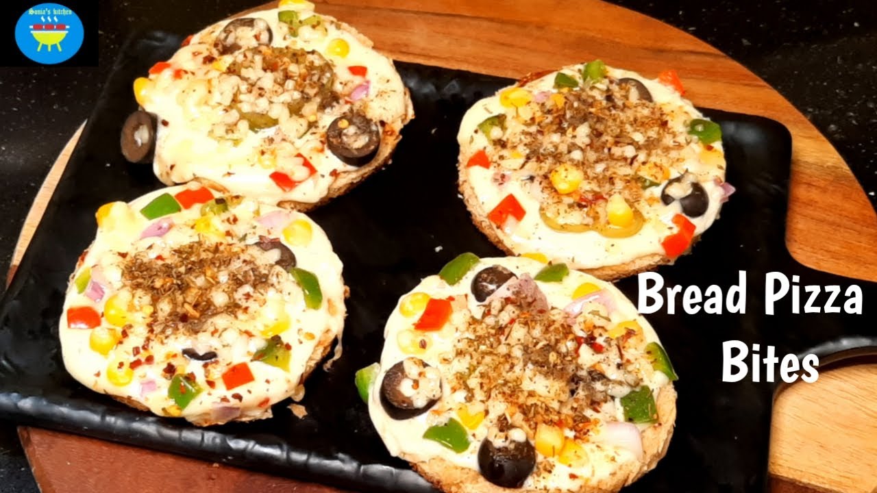 Bread Pizza Bites!easy Bread snack!party recipe!easy breakfast recipe!5 ...