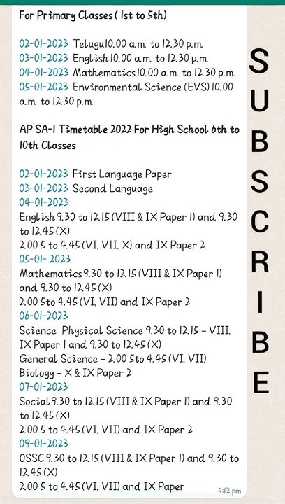 AP EXAMS SUMMATIVE TIME TABLE //SA1 TIME TABLE FOR 1TO 10TH CLASSES - YouTube