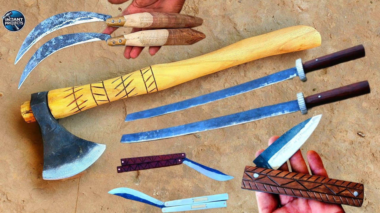Top 5 Amazing Blacksmithing Projects - Knives, Sickles & Axe - YouTube