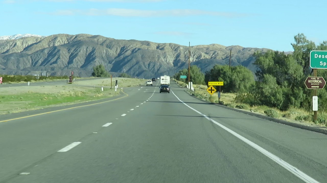 Driving on California State Route 62 to Joshua Tree National Park ...