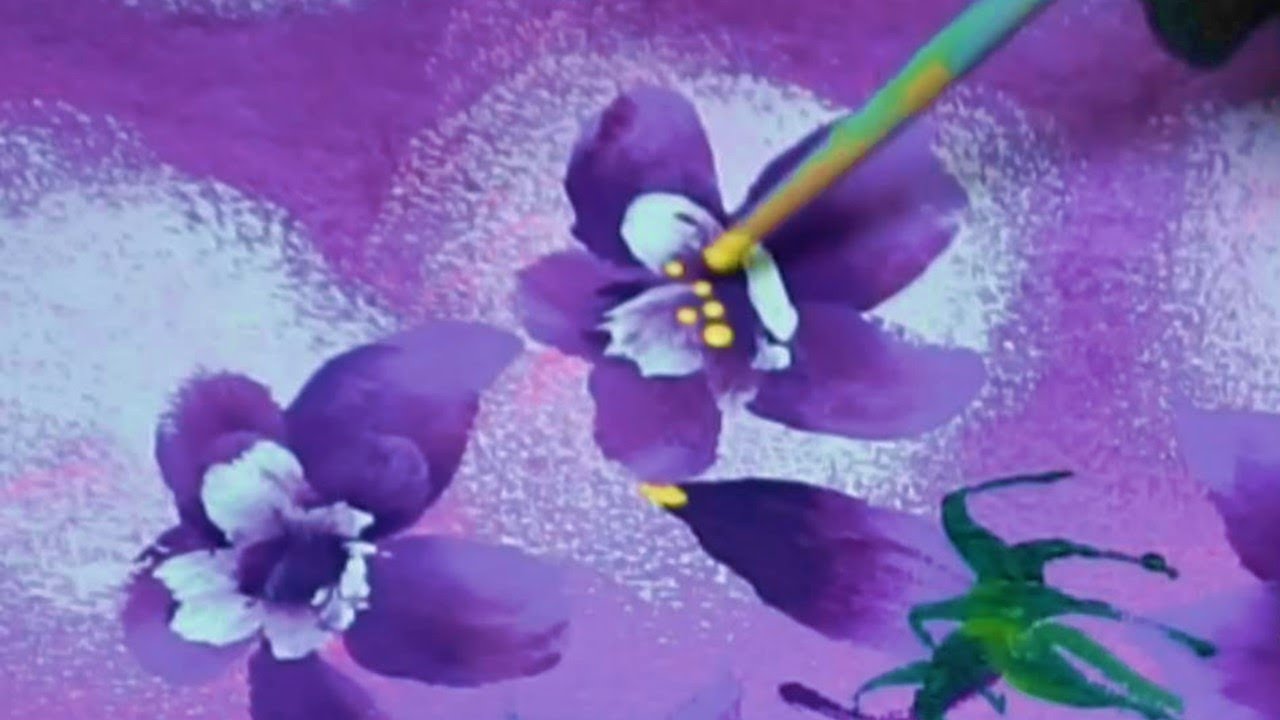 Easy & Simple Spring Flowers One Stroke Acrylic Painting Example - YouTube