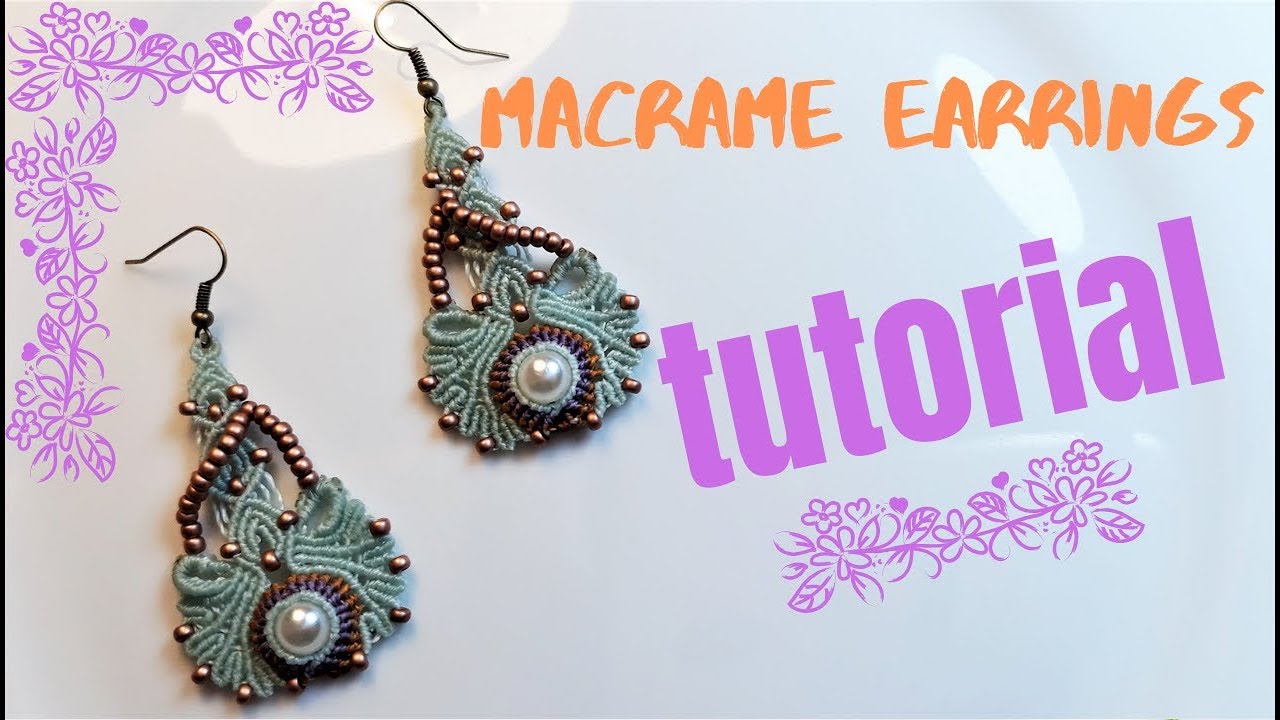 My project macrame earrings - tutorial free - YouTube