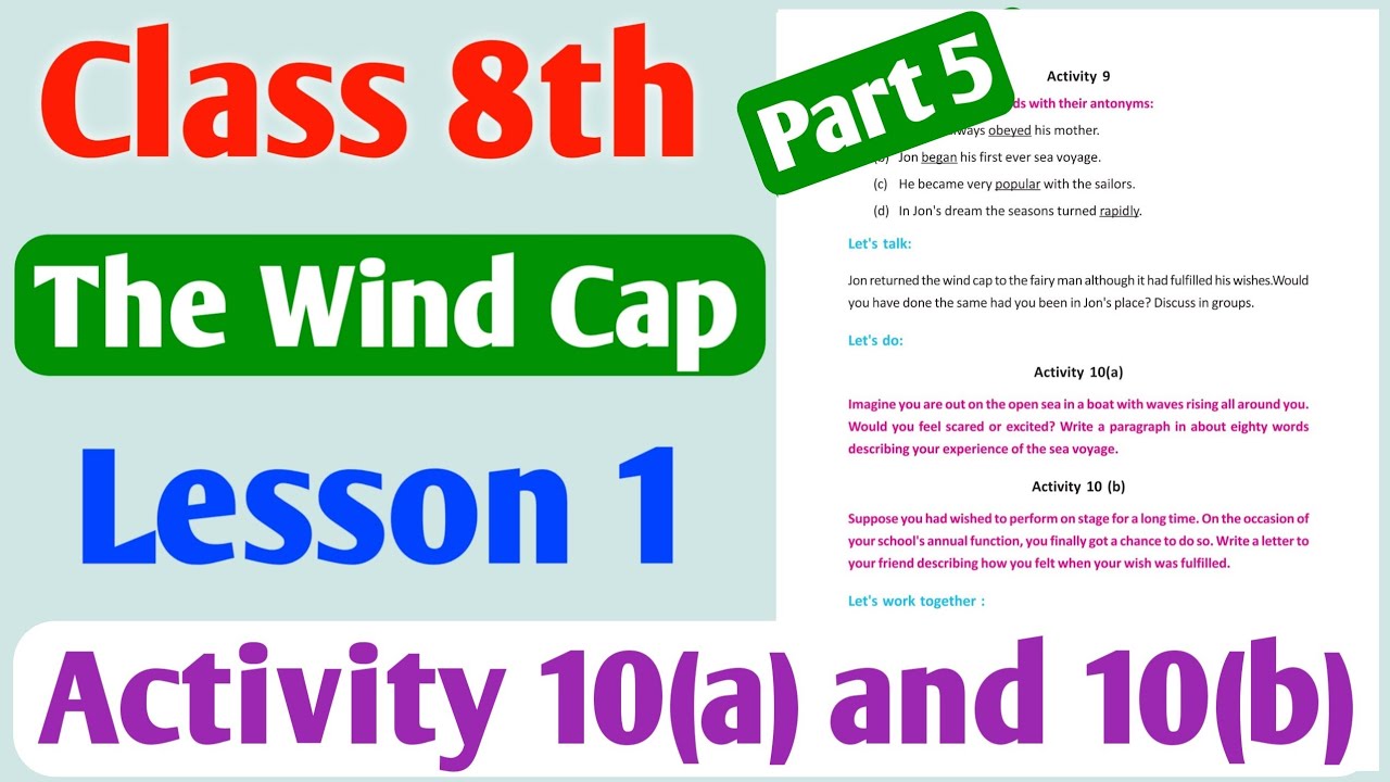 wbbse Class 8 english lesson 1 the wind cap part 5 | The wind cap ...