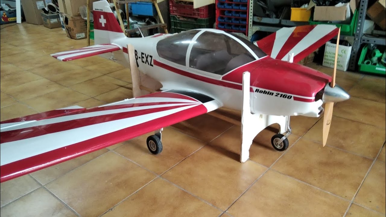 1 vuelo de avion rc robin 2160 motor dle 40 cc bicilindrico 2 tiempos ...