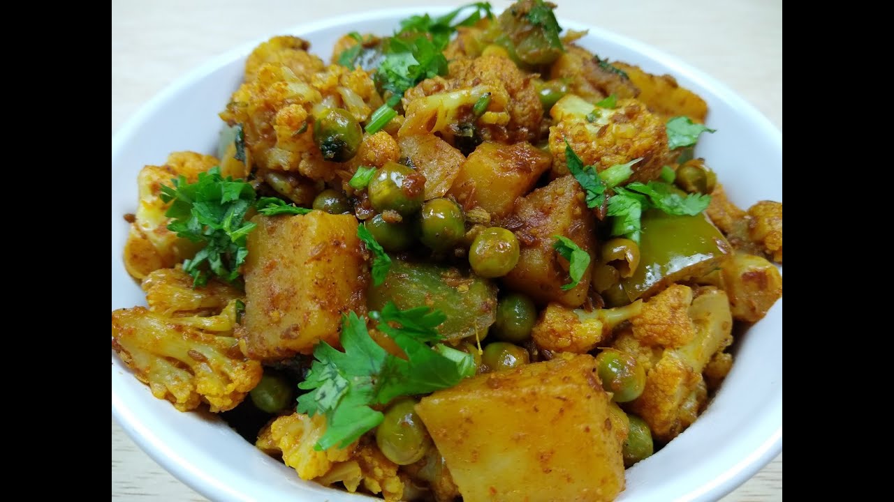 Gobi Aloo Matar Dry Sabzi | Aloo Gobi Dry Masala [without onion, garlic ...