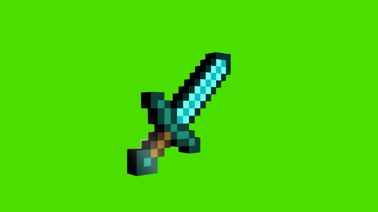 Minecraft 3D Diamond Sword Animation Green Screen - YouTube