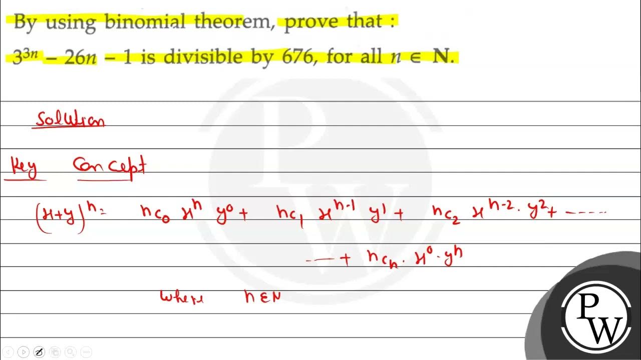 By using binomial theorem, prove that : \( 3^{3 n}-26 n-1 \) is divisible by 676 , for all \( n ...