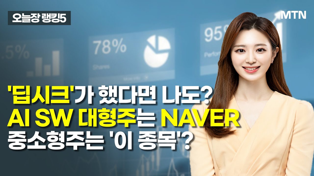 [오늘장 랭킹5] '딥시크'가 했다면 나도?AI SW 대형주는 NAVER 중소형주는 '이 종목'? / 머니투데이방송 (증시 ...