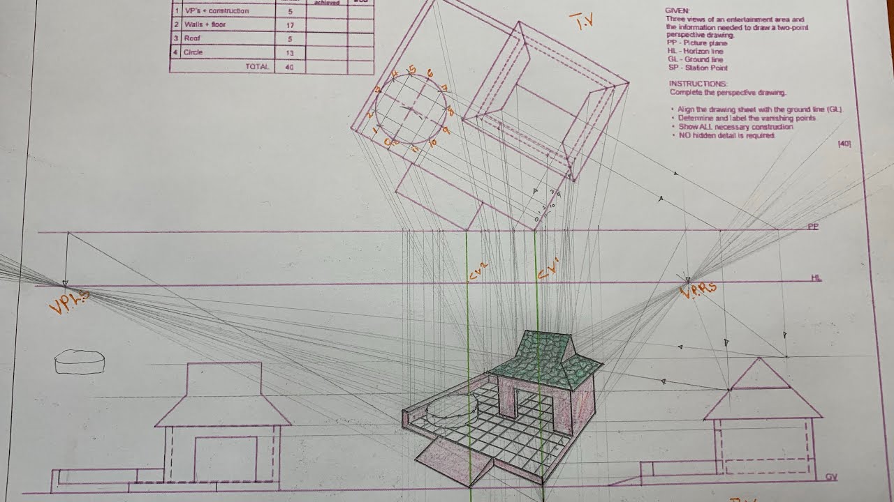 Two Points Perspective Drawing/Grade 12/Part 2 - YouTube